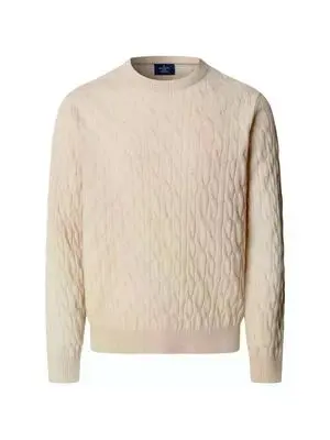 HACKETT  Cable-knit Crew-neck Sweater - Neutrals