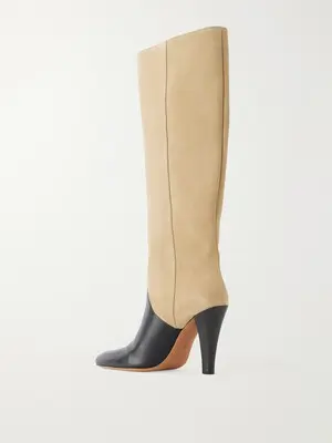 JUDE Edita 100 Two-tone Leather And Suede Knee Boots