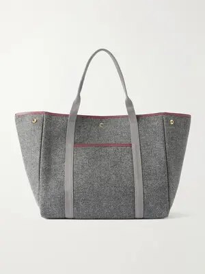 Rue De Verneuil Traversée Large Leather And Webbing-trimmed Felt Tote