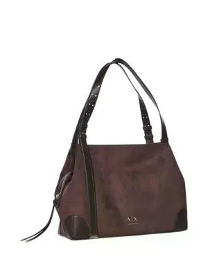 Armani Exchange Suede-effect Logo-print Tote Bag