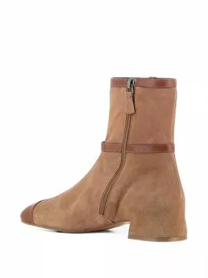 DEL CARLO Suede Leather-trim Ankle Boots