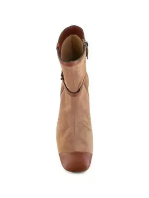 DEL CARLO Suede Leather-trim Ankle Boots
