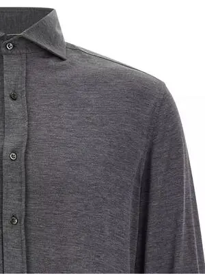 Brunello Cucinelli Silk And Cotton Lightweight Jersey Shirt With Spead Collar
