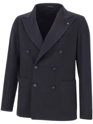 Tagliatore V-neck Double Breasted Jacket - Blue
