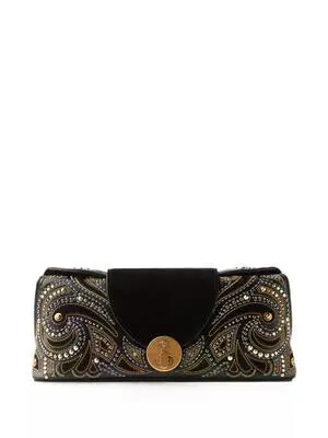 Versace Vivian Embellished Suede Clutch