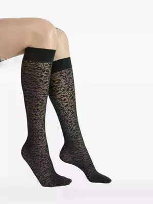 WOLFORD Bouquet Floral-jacquard Knee-high Socks