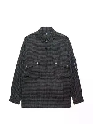 COMME DES GARÇONS HOMME Houndstooth-pattern Quarter-zip Polo Shirt - Blue