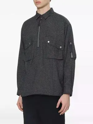 COMME DES GARÇONS HOMME Houndstooth-pattern Quarter-zip Polo Shirt