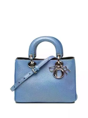 Dior 2015 Mini Metallic Pebbled Calfskin Diorissimo Satchel - Blue