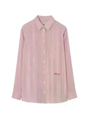 Burberry Relaxed-fit Striped Silk Shirt - Pink