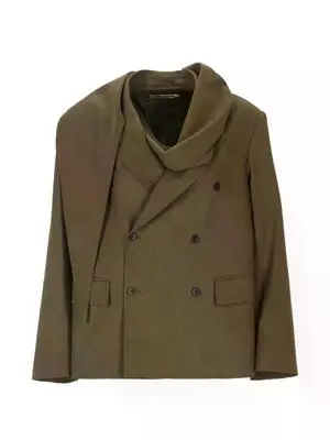 THE EROSE Double-breasted Scarf-detail Blazer