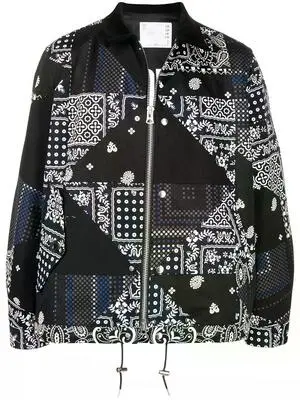 Sacai Patchwork-print Zip-up Jacket