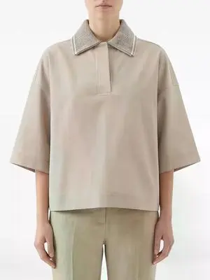 Brunello Cucinelli Ribbed-collar Boxy Polo Shirt