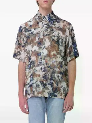 ARMANI EXCHANGE Abstract-print Short-sleeve Shirt - Neutrals