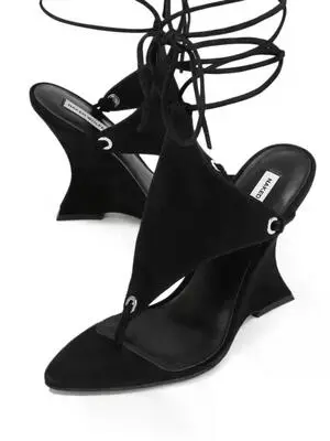 NAKED WOLFE Rampage Lace-up Wedge Pumps