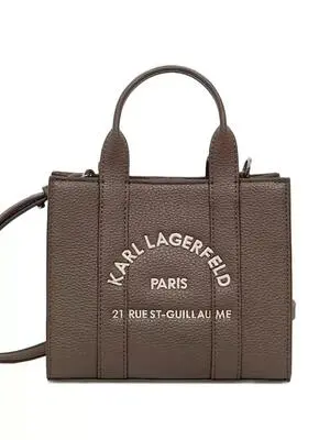KARL LAGERFELD Mini Rue St-guillaume Logo-embroidered Tote Bag - Brown