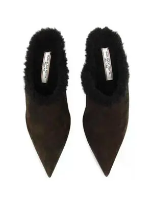 GUGLIELMO ROTTA Shearling-trim Suede Mules