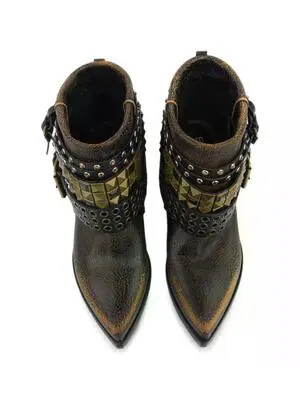 Elena Iachi Petra Stud-embellished Leather Ankle Boots