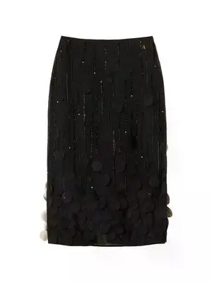 TWINSET Georgette Midi Skirt With Embroidery