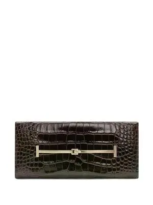 TOM FORD Tumbled Printed Crocodile-leather Arc Clutch - Brown