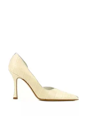 PAUL WARMER Crocodile-effect D'orsay Pumps - Neutrals