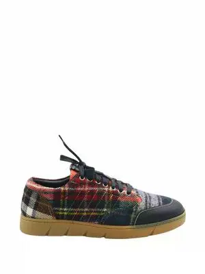 Loewe Plaid Leather-trim Sneakers - Red