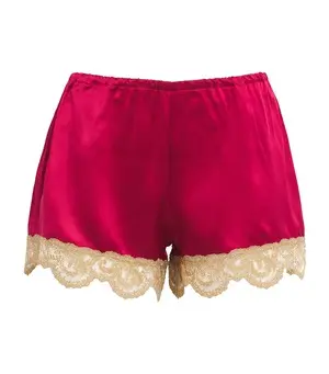 LORETTA CAPONI Silk Lace Celine Shorts - Red