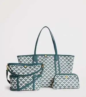 Harrods Coated Canvas Geometric Bucket Bag - Green