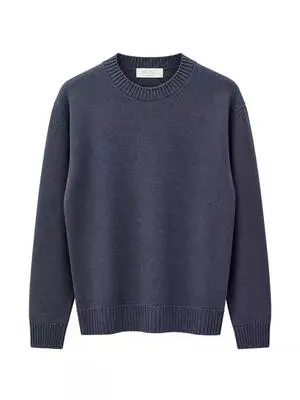 THE PULL Crew-neck Virgin Wool Sweater - Blue