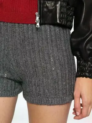 TWINSET Sequin-embellished Ribbed Shorts