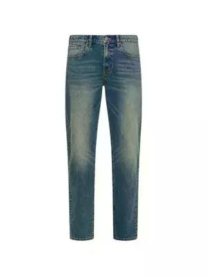 PAUL SMITH Slim Tapered-fit Antique-wash Crosshatch-stretch Jeans - Blue