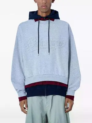 Balenciaga Layered-effect Embroidered Hoodie - Grey
