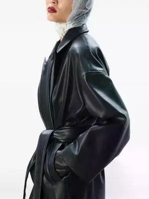 MANURI Beatrix Faux-leather Trench Coat