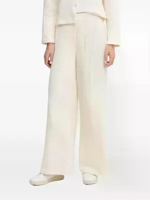 Dkny Ribbed-knit Wide-leg Trousers - Neutrals