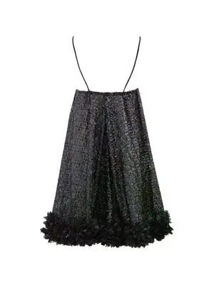 Loretta Caponi Sequin-embellished Floral-appliqué Mini Dress