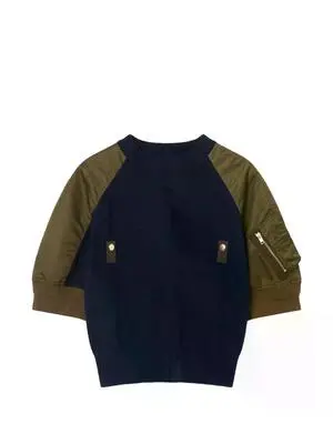 Sacai Nylon-panelled Knitted Sweater