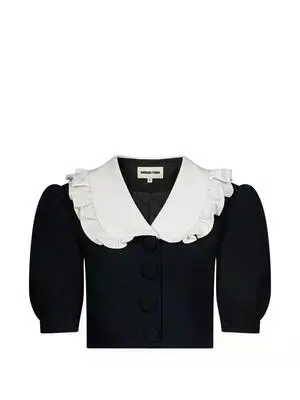 SHUSHU/TONG Ruffled-collar Puff-sleeve Cropped Jacket