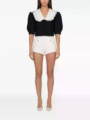 SHUSHU/TONG Ruffled-collar Puff-sleeve Cropped Jacket
