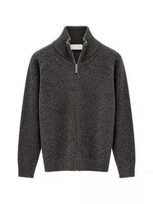 THE PULL Zip-up Wool Cardigan - Grey