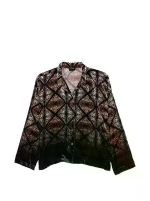 RAGA Geometric-print Velvet Jacket - Black