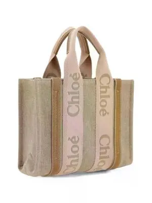 Chloé Small Woody Tote Bag In Linen