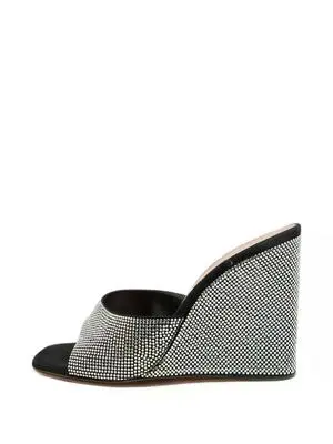 Amina Muaddi Lupita Crystal-embellished Wedge Sandals - Silver