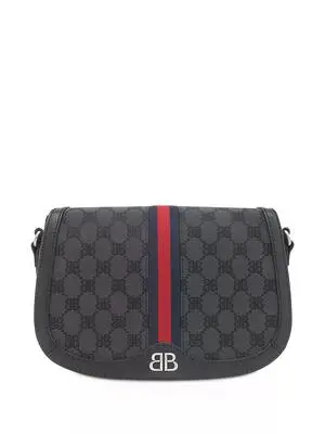 Balenciaga 2016-2026 The Hacker Project Bb Canvas Web Ophidia Crossbody Bag - Black