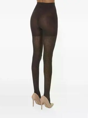 Wolford Jacquard Daisy-pattern Tights - Brown