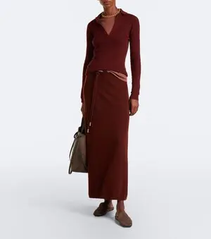 Max Mara Belted Cashmere Maxi Skirt - Brown