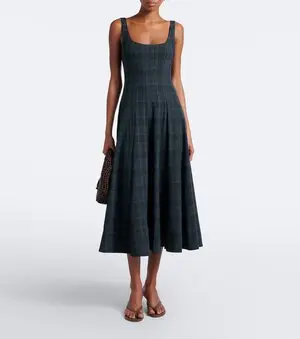 Staud Wells Checked Midi Dress
