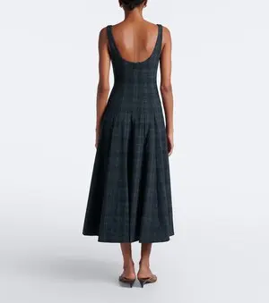 Staud Wells Checked Midi Dress