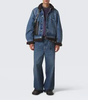 Sacai Leather-trimmed Denim Jacket