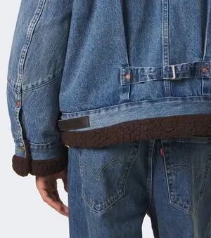 Sacai Leather-trimmed Denim Jacket
