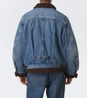 Sacai Leather-trimmed Denim Jacket